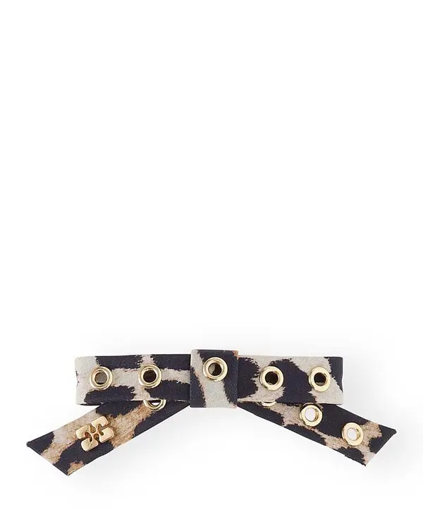 GANNI Eyelet Bow Barrette - Leopard