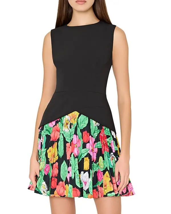 MILLY Haddy Rosette Tulip Dress - Black Multi