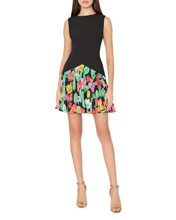 MILLY Haddy Rosette Tulip Dress - Black Multi