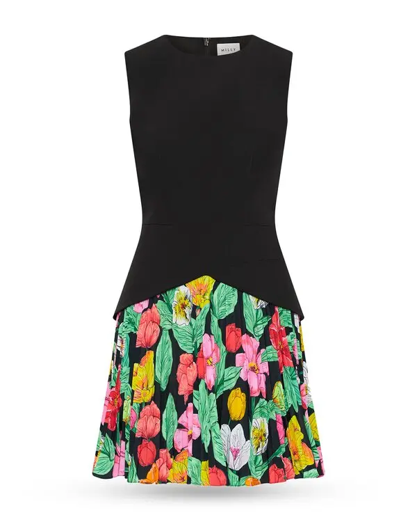 MILLY Haddy Rosette Tulip Dress - Black Multi