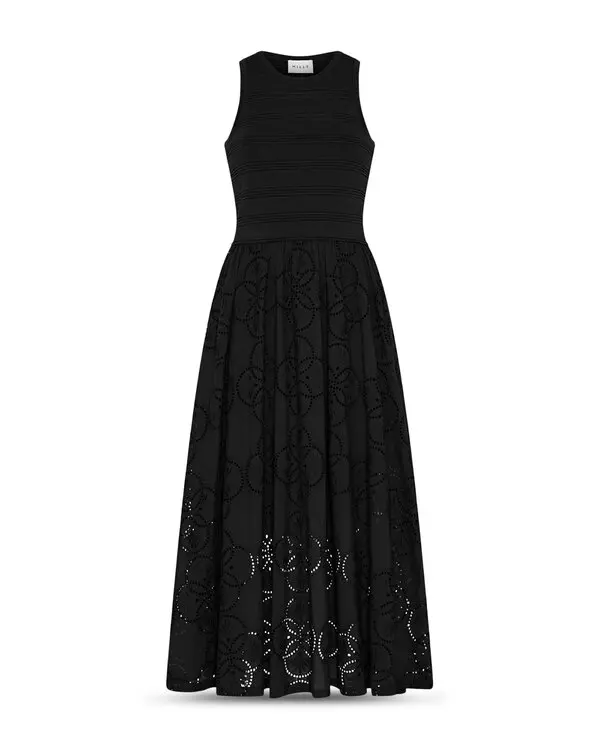 MILLY Embroidered Eyelet Dress - Black
