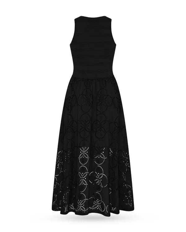 MILLY Embroidered Eyelet Dress - Black