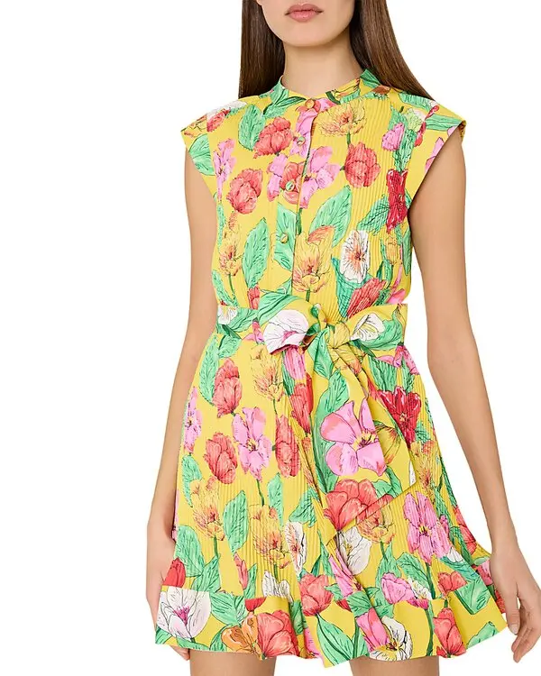 MILLY Joan Tulip Rosette Pleated Dress