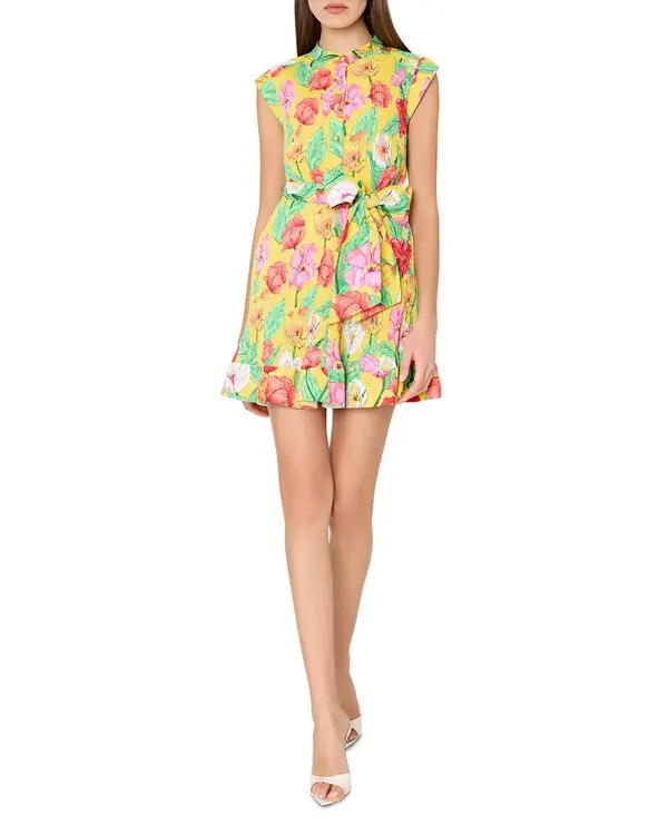 MILLY Joan Tulip Rosette Pleated Dress