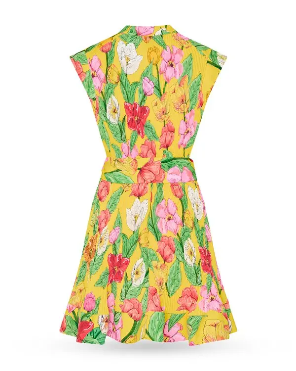 MILLY Joan Tulip Rosette Pleated Dress