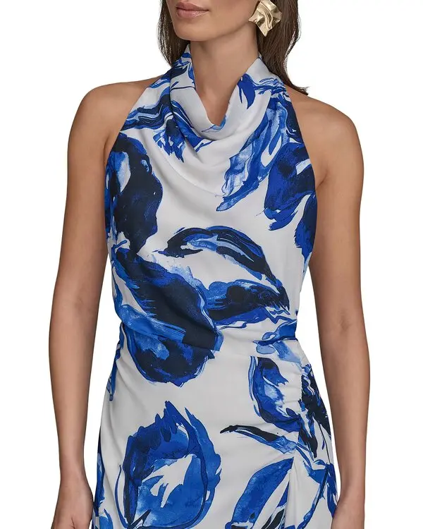Donna Karan New York Asymmetric Midi Dress - Cream/Electric | Editorialist