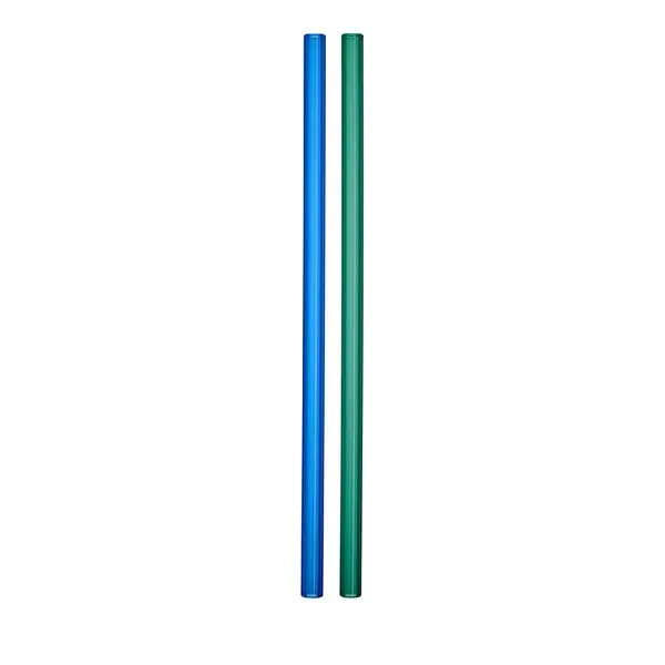 KOSTA BODA Sipsavor Glass Straws, Set Of 2 - Blue/green