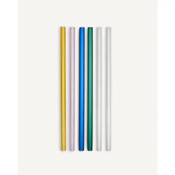 KOSTA BODA Sipsavor Glass Straws, Set Of 2 - Pink/yellow