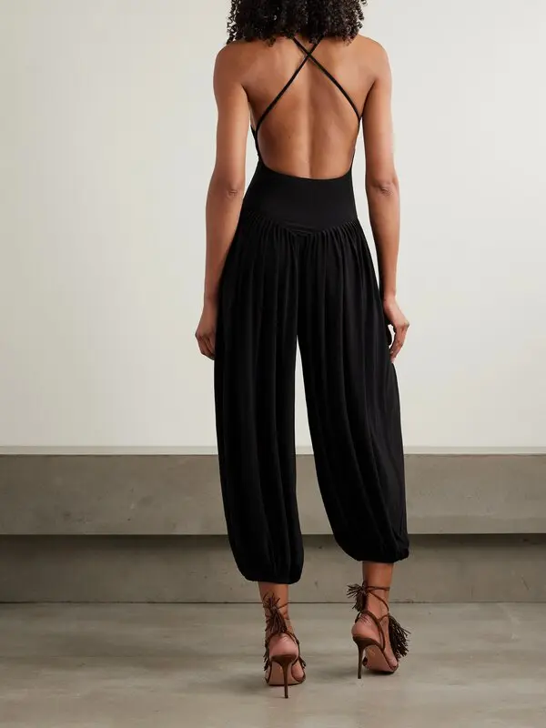 Norma Kamali Kenny Draped Stretch-jersey Jumpsuit