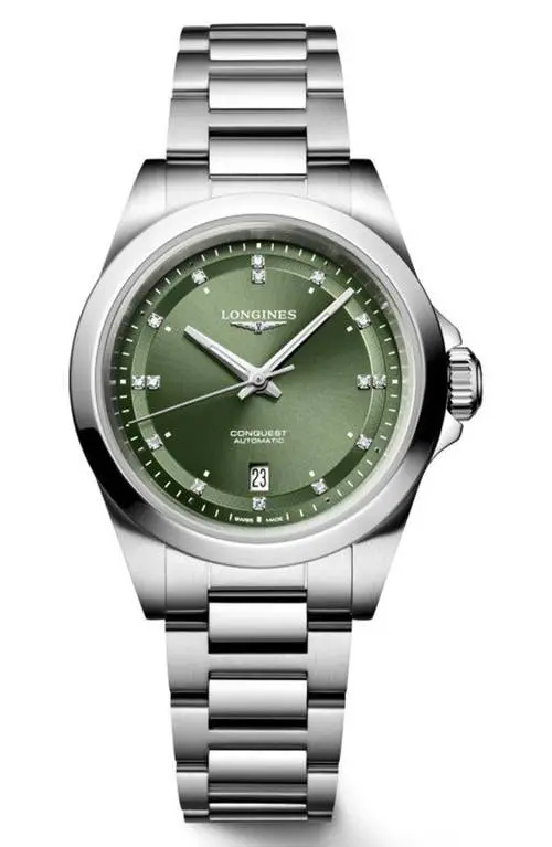 LONGINES Conquest Diamond Automatic Bracelet Watch - Green
