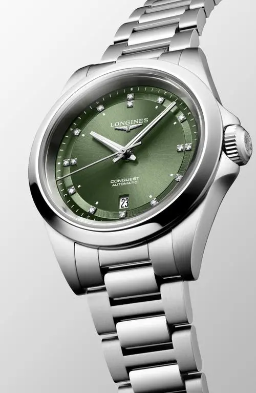 LONGINES Conquest Diamond Automatic Bracelet Watch - Green
