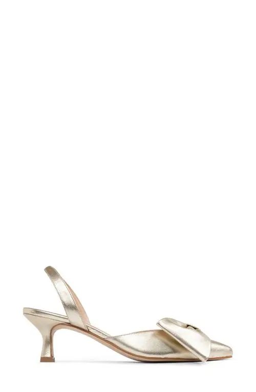 PATRICIA GREEN London Bow Pointed-toe Slingback Pumps - Gold Leather