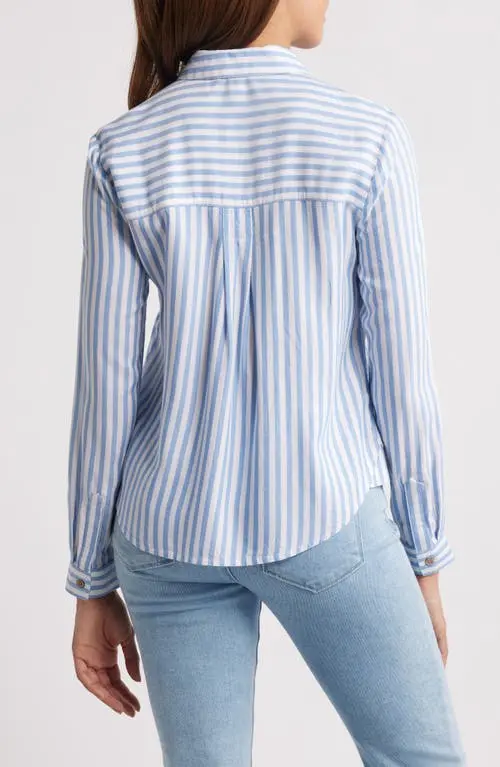 BEACHLUNCHLOUNGE Candace Striped Button-up Shirt - Blue Poppy