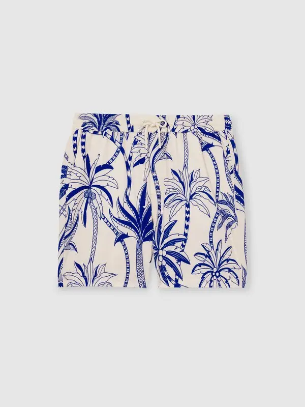 REISS Ganetti Palm Print Swim Shorts