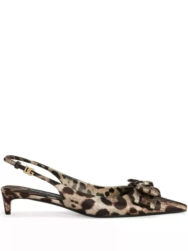 Dolce & Gabbana 30mm Leopard-print Slingback Pumps - Brown