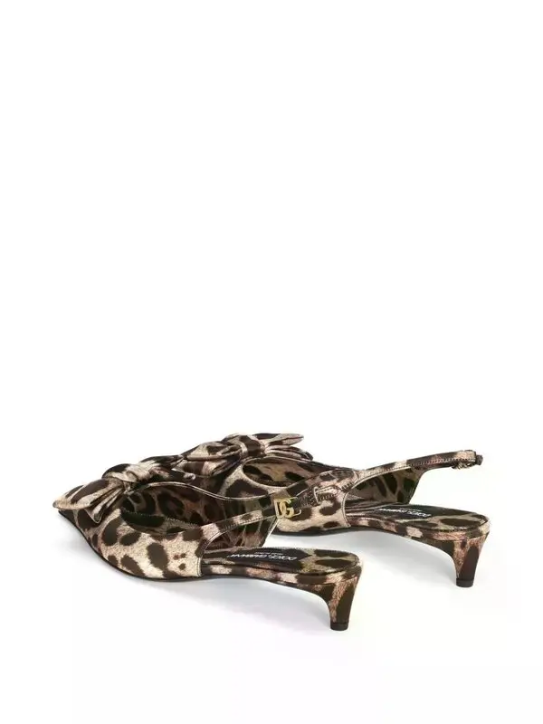Dolce & Gabbana 30mm Leopard-print Slingback Pumps - Brown