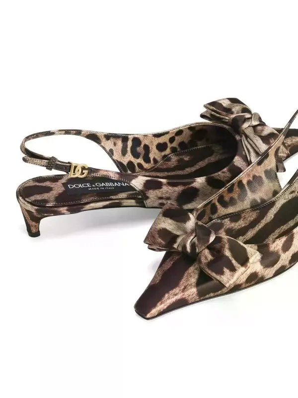 Dolce & Gabbana 30mm Leopard-print Slingback Pumps - Brown
