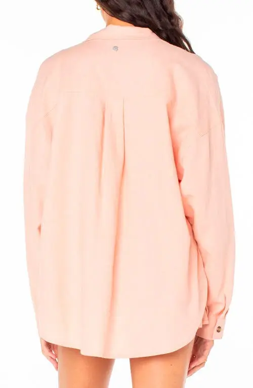 Roxy Morning Time Linen Blend Shirt - Rose Cloud Solid