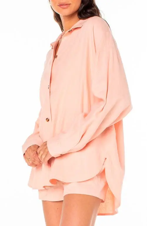 Roxy Morning Time Linen Blend Shirt - Rose Cloud Solid