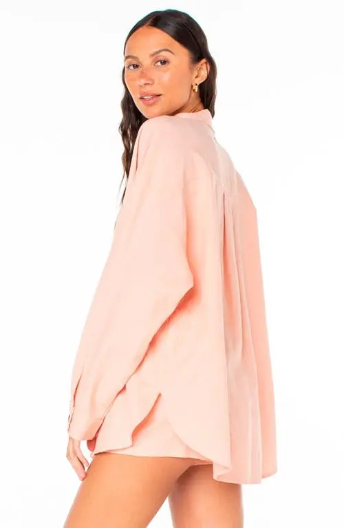 Roxy Morning Time Linen Blend Shirt - Rose Cloud Solid