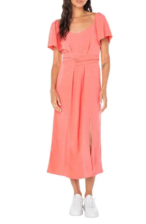 Roxy Bungalow Bliss Tie Back Midi Dress - Sugar Coral Solid