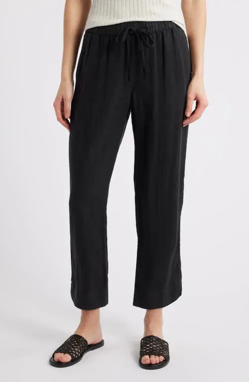 Caslon Tapered Linen Pants - Black