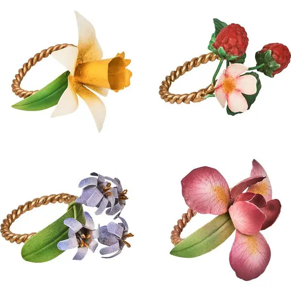 JULISKA Meadow Set Of 4 Napkin Rings - Multi