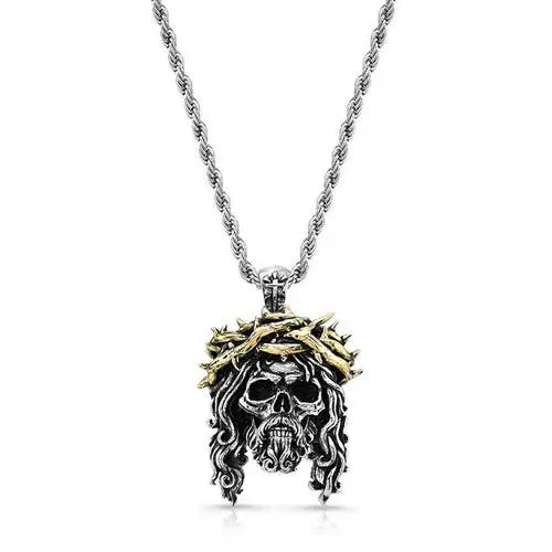 ROOM101 Jesus Skull Piece Pendant - Silver/gold