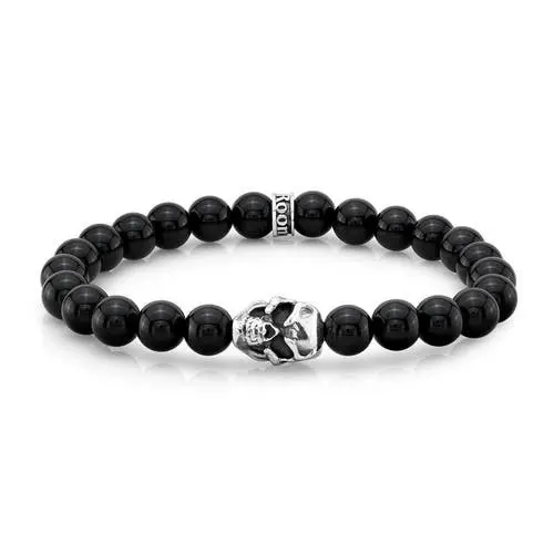 ROOM101 Skull Bead Sterling Silver Bracelet - Black