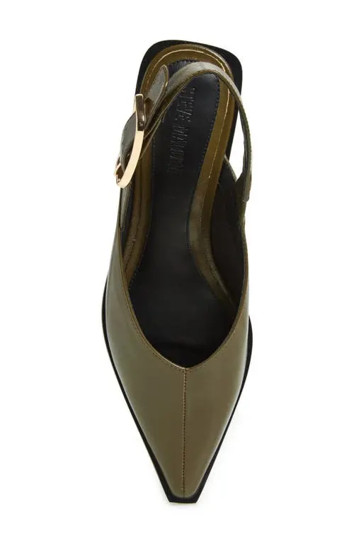 Steve Madden Shay Slingback Flats - Olive Leather