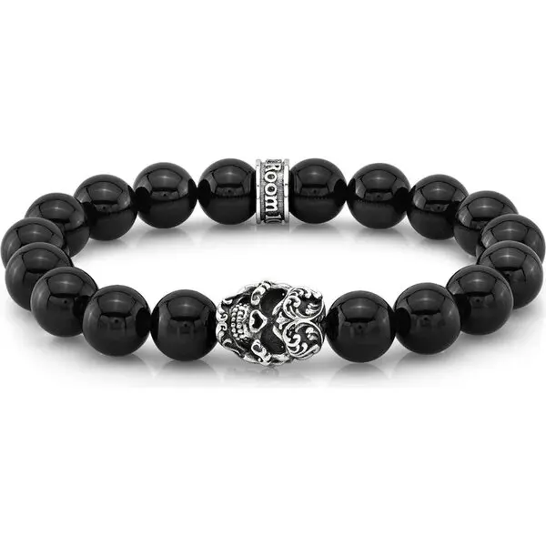 ROOM101 Filigree Skull Bead Bracelet - Black