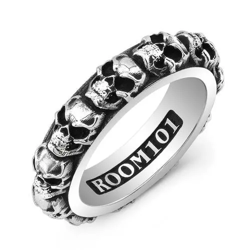 ROOM101 Sterling Multi Skull Band Ring - Silver