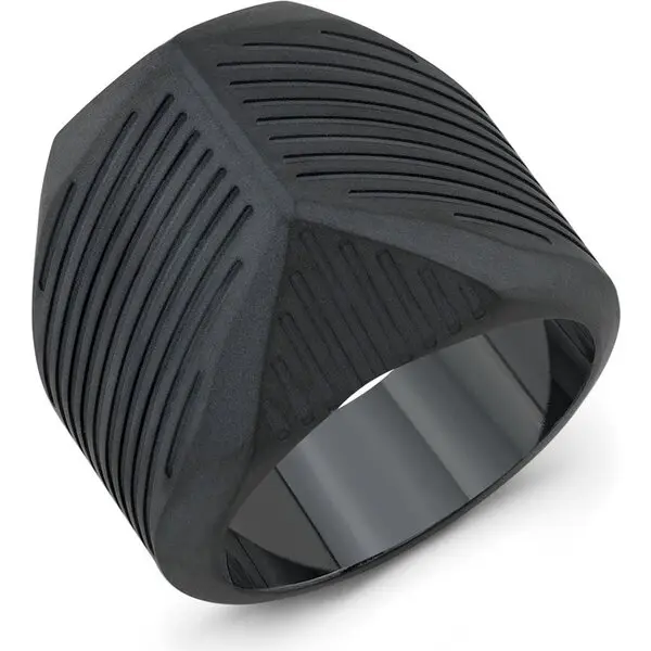 ROOM101 Striped Talon Ring - Black