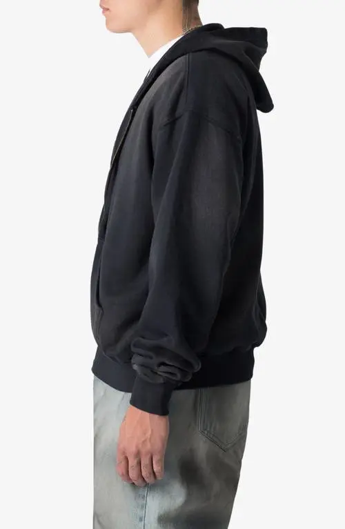 Mnml Basic Faded Cotton Zip-up Hoodie - Washed Black