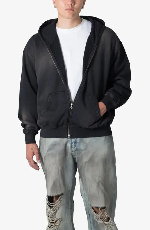 Mnml Basic Faded Cotton Zip-up Hoodie - Washed Black