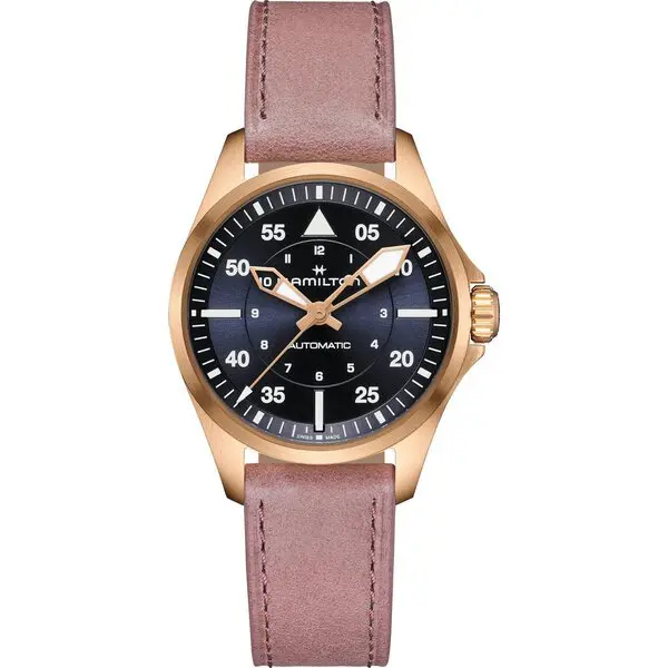 Hamilton Khaki Aviation Pilot Automatic Strap Watch - Pink Calf Leather