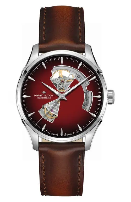 Hamilton Jazzmaster Open Heart Automatic Strap Watch - Red