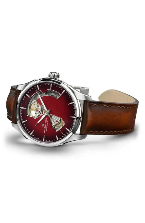 Hamilton Jazzmaster Open Heart Automatic Strap Watch - Red