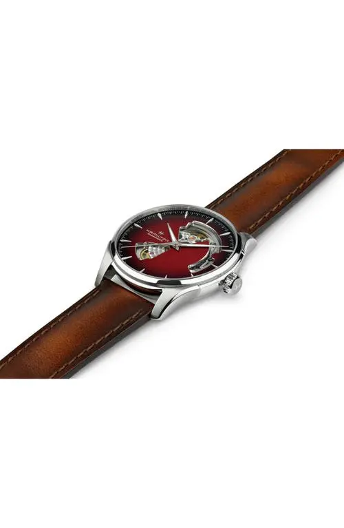 Hamilton Jazzmaster Open Heart Automatic Strap Watch - Red