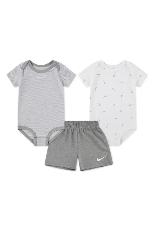 Nike Stripe Swooshfetti 2-pack Bodysuits & Shorts Set - Dark Grey Heather