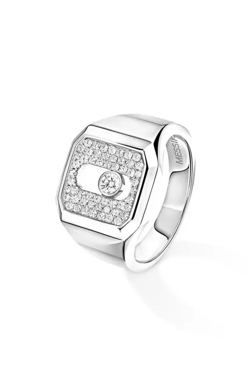 Messika Move Joaillerie Pavé Diamond Signet Ring - White Gold