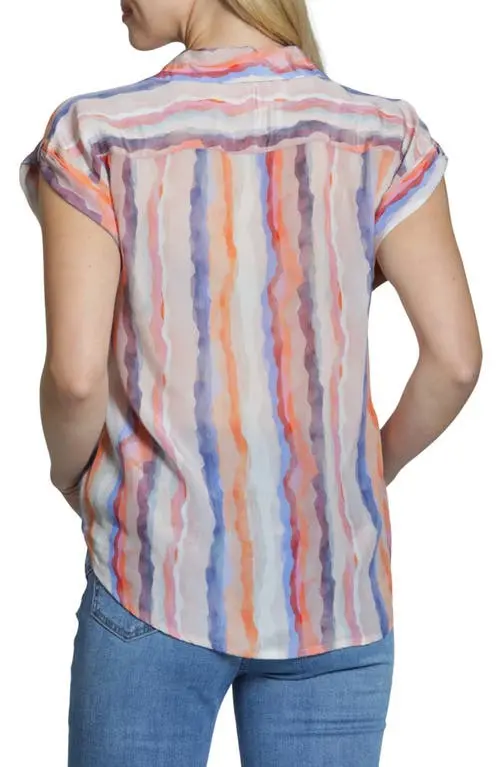 APNY Print Wrap Front High-low Cotton Top - Blush Multi