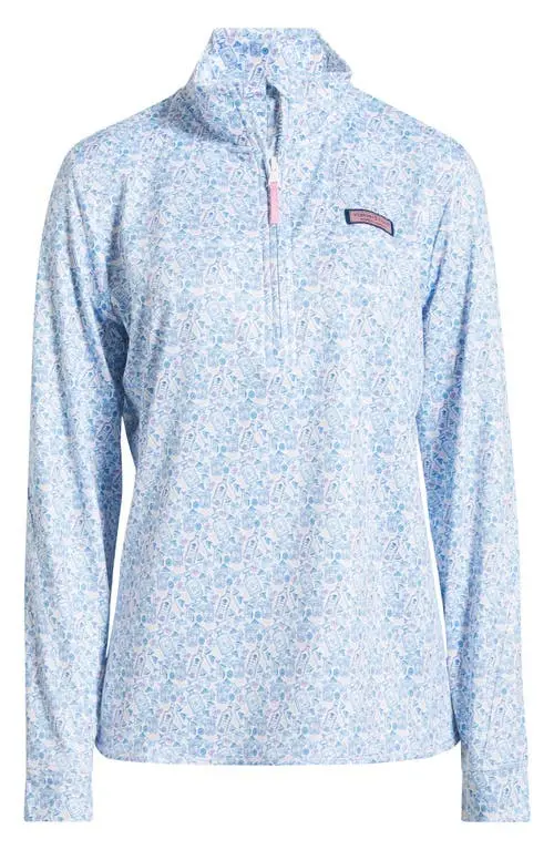 Vineyard Vines Sankaty Shep Quarter Zip Pullover - Mai Tai Toss - White