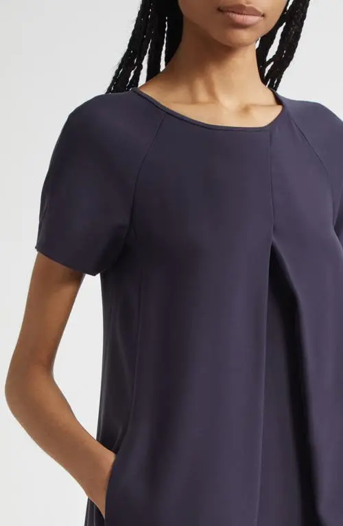 Emporio Armani Inverted Pleat Short Sleeve Dress - Solid Dark Blue