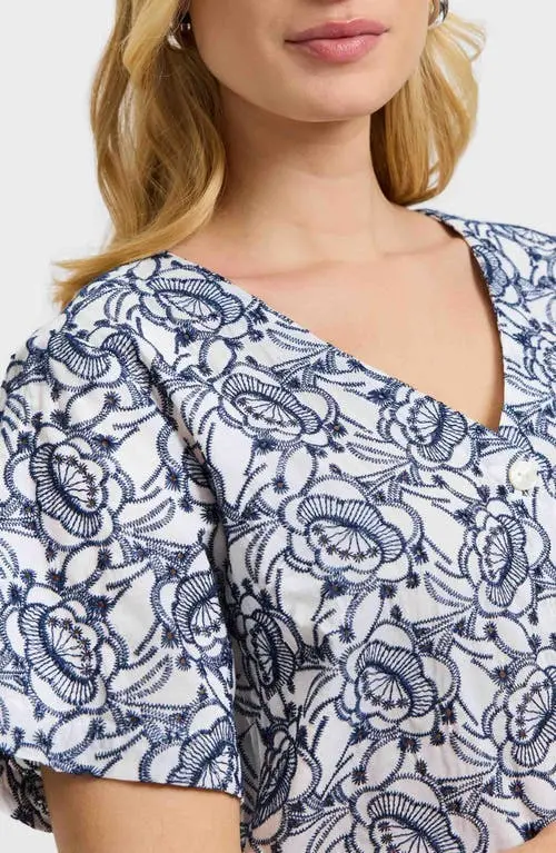Foxcroft Isabel Floral Embroidered Cotton Top