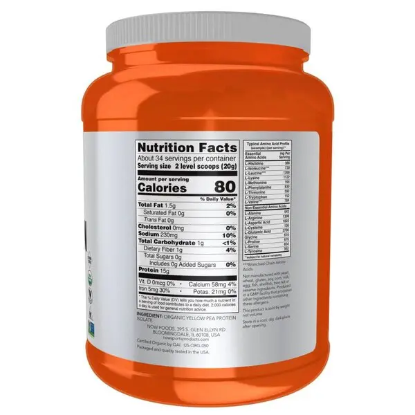 NOW FOODS Organic Pea Protein 680 Grams