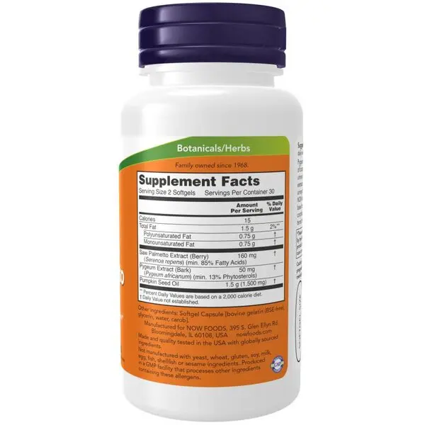 NOW FOODS Pygeum & Saw Palmetto 60 Softgels
