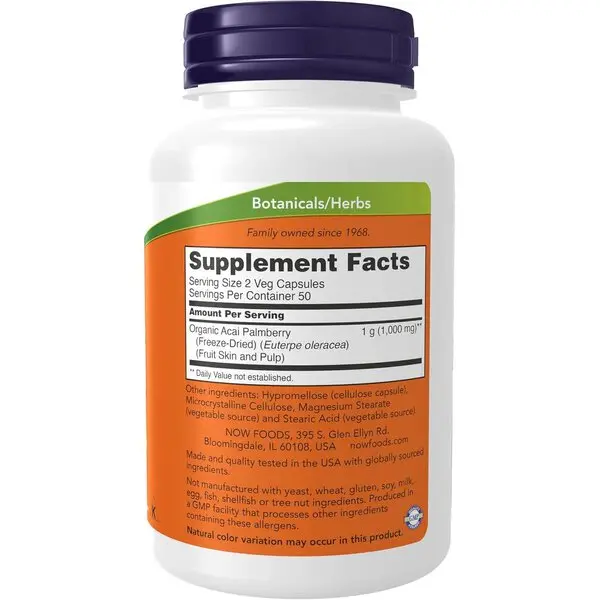 NOW FOODS Acai 500mg 100 Capsules
