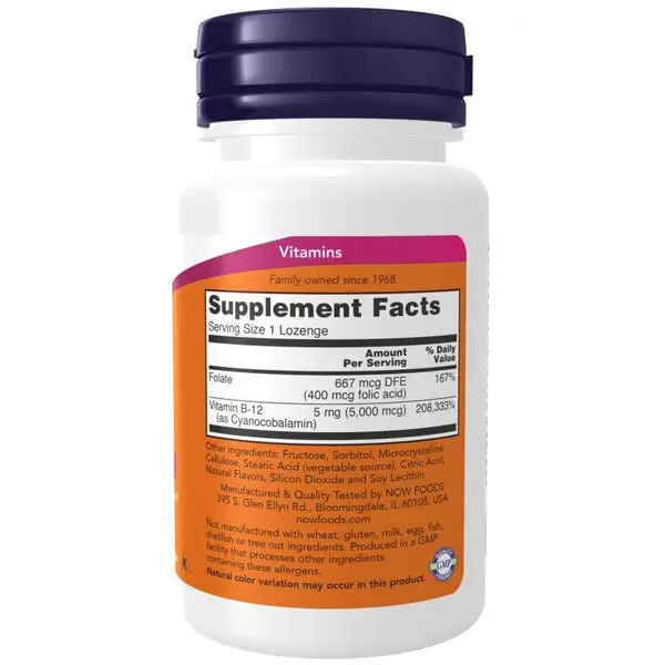 NOW FOODS Vitamin B-12 5000mcg 60 Lozenges