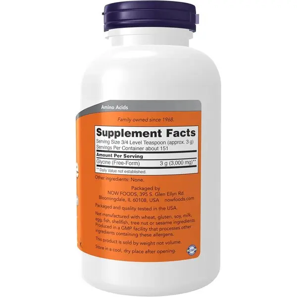 NOW FOODS Glycine Powder 454 Grams - One-color